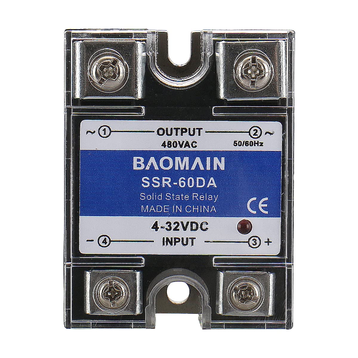 SSR-60DA Solid State Relay 60A Input 4-32VDC To Output 24-480VAC – BAOMAIN