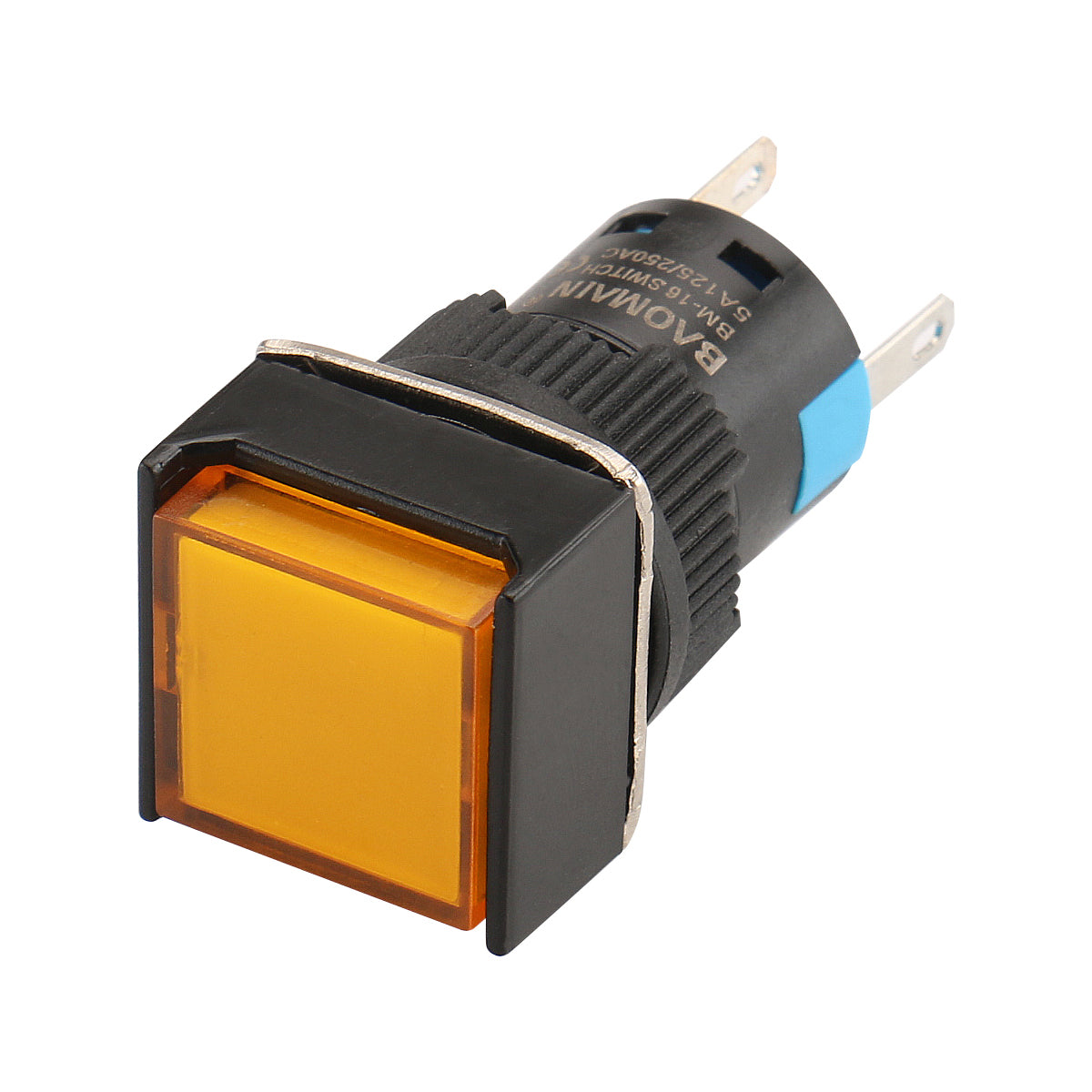 Baomain 16mm Square Momentary Latching Push Button Switch Yellow LED 12 ...