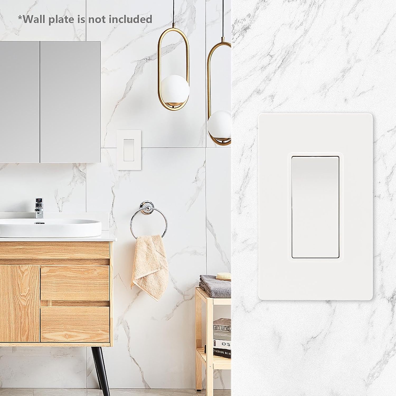 Baomain Rocker Decorator Light Switch,120/277V 15Amp,3 Way, Self-groun ... Baomain Rocker Decorator Light Switch,120/277V 15Amp,3 Way, Self-groun ...
