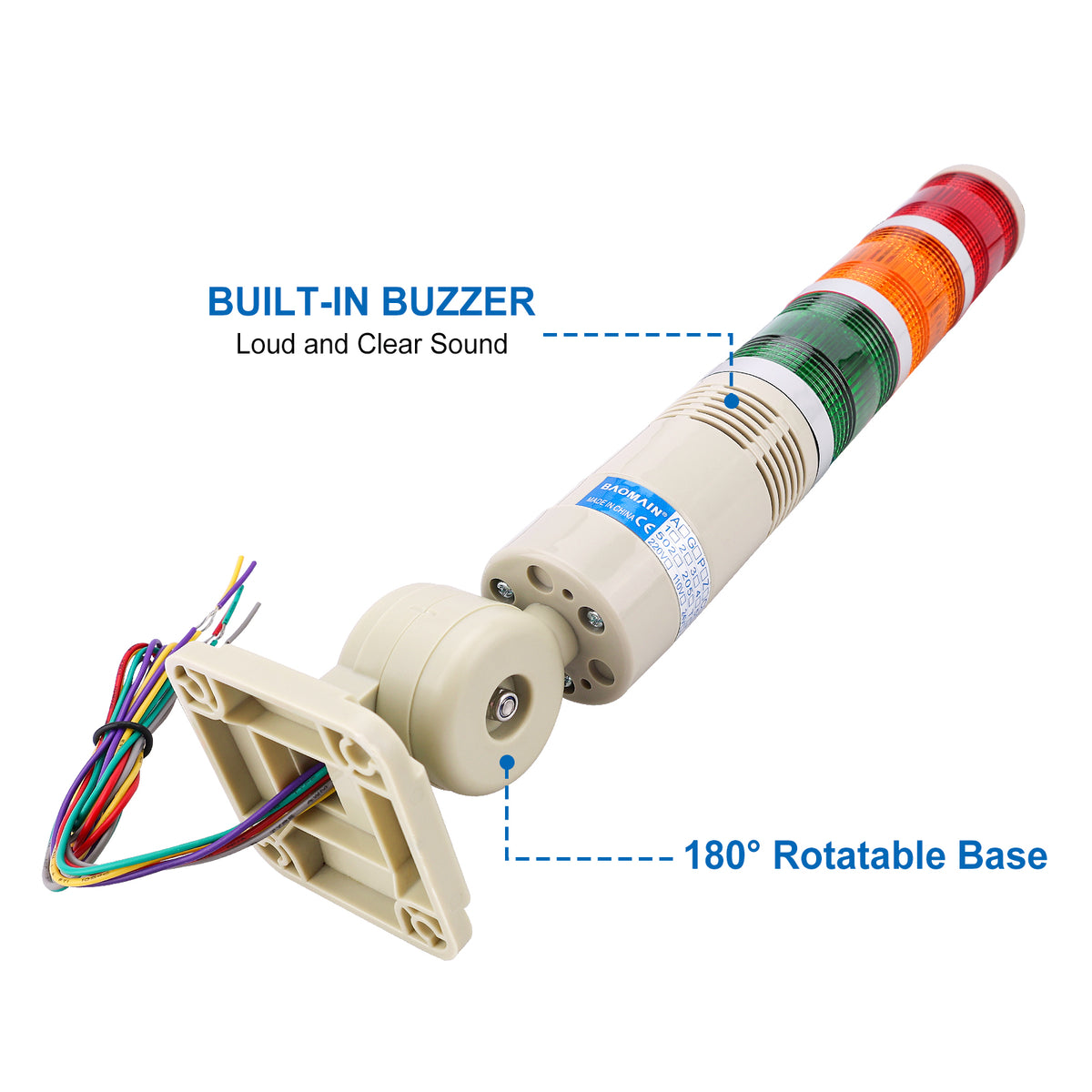 Runway Lights Baomain Industrial Signal Tower Safety Stack Light Lte 1081 Dc24v Led Flash Yellow ...