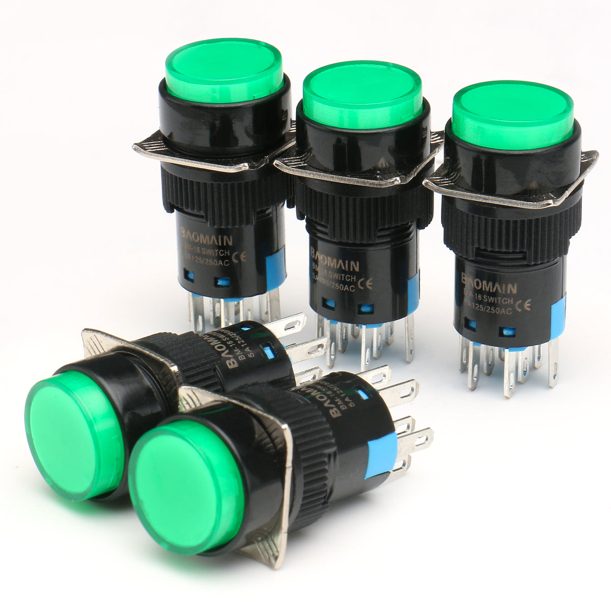 Baomain 16mm round Latching Push Button Switch 2no2nc – BAOMAIN