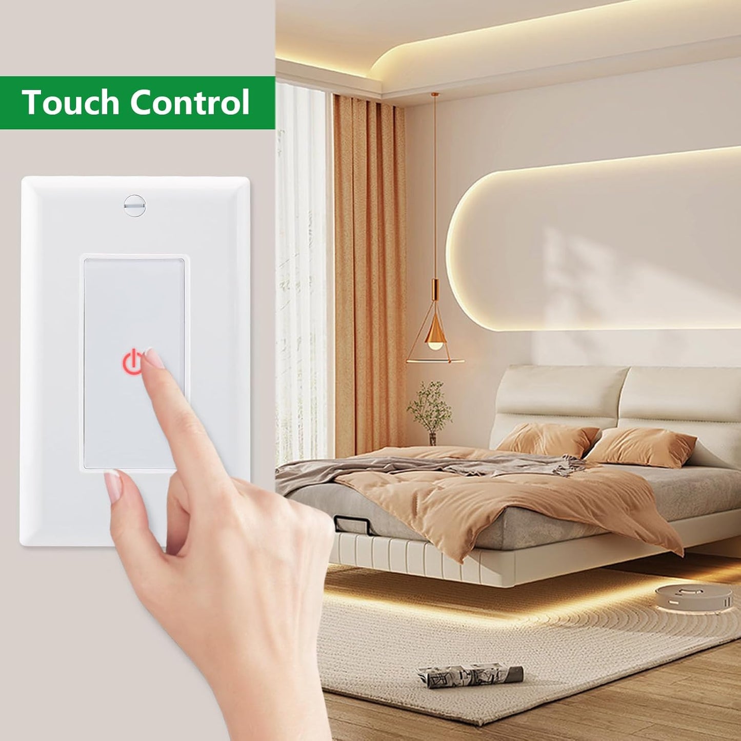 BAOMAIN Wall Touch Light Switch Capacitive Touch Switch