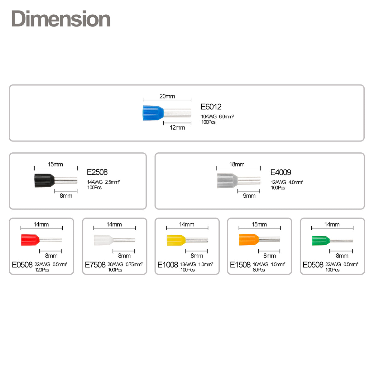 BAOMAIN 800pcs Wire Copper Crimp Connector Kit Insulated Ferrule Pin