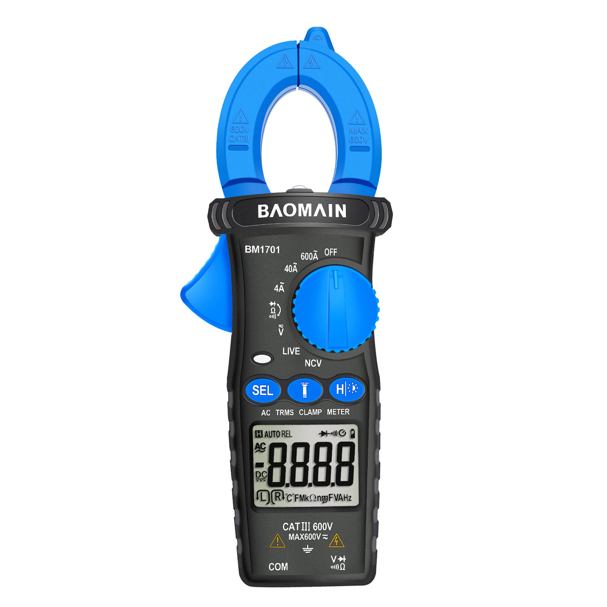 Baomain AC Digital Clamp Meter, T-RMS 4000 Counts Multipurpose Clamp ...