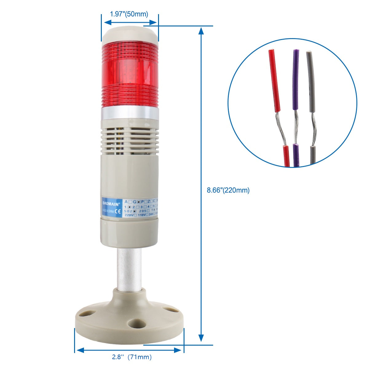 Signal Light Column LED Alarm Round Tower Indicator Continuous Light ...