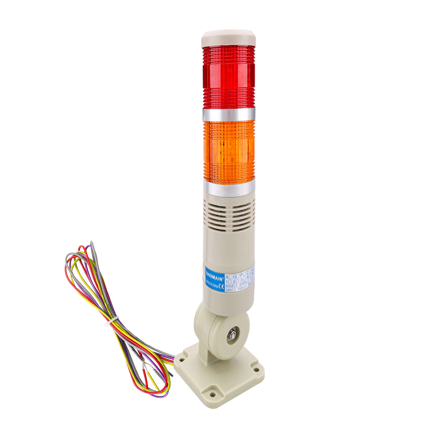 Signal Tower Stack Lights with Buzzer 2-Layer Lights with Rotatable Base