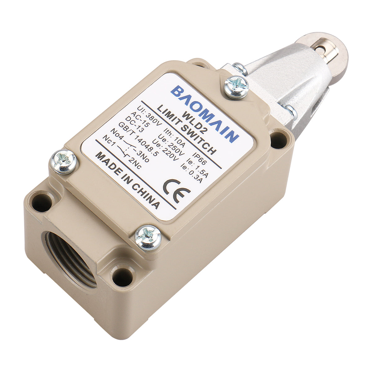 Baomain Limit Switch WLD2 Standard Load, Top Parallel Roller Plunger M ...