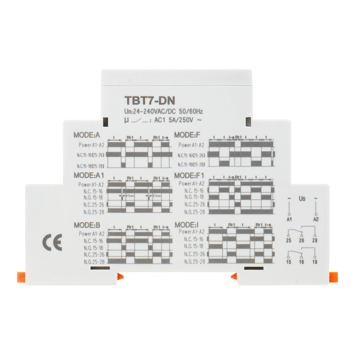 Baomain Multi-Function Time Relay, 5A/250V 6-Functions 0.05s~100h, DIN ...