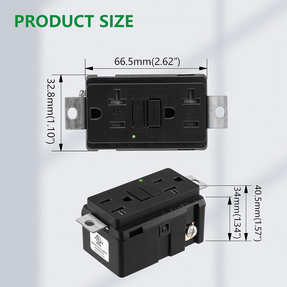 BAOMAIN Generator GFCI Outlet,AC125V 20Amp 60Hz,Meet UL2018,Self-Test