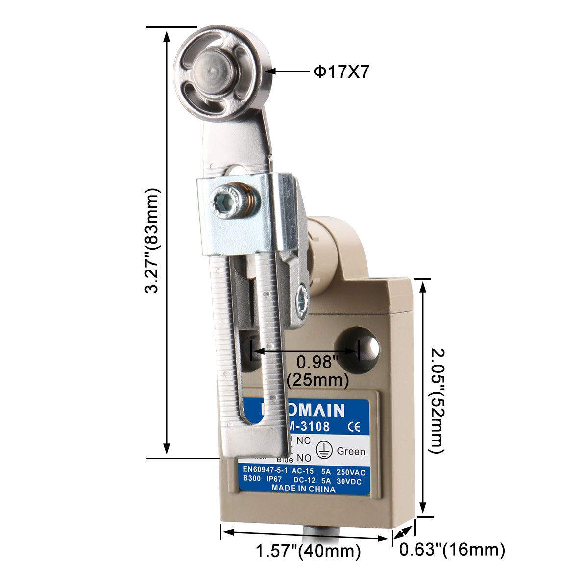 Limit Switch TZ-3108 Adjustable Roller Plunger Momentary NO+NC IP67 Waterproof – BAOMAIN