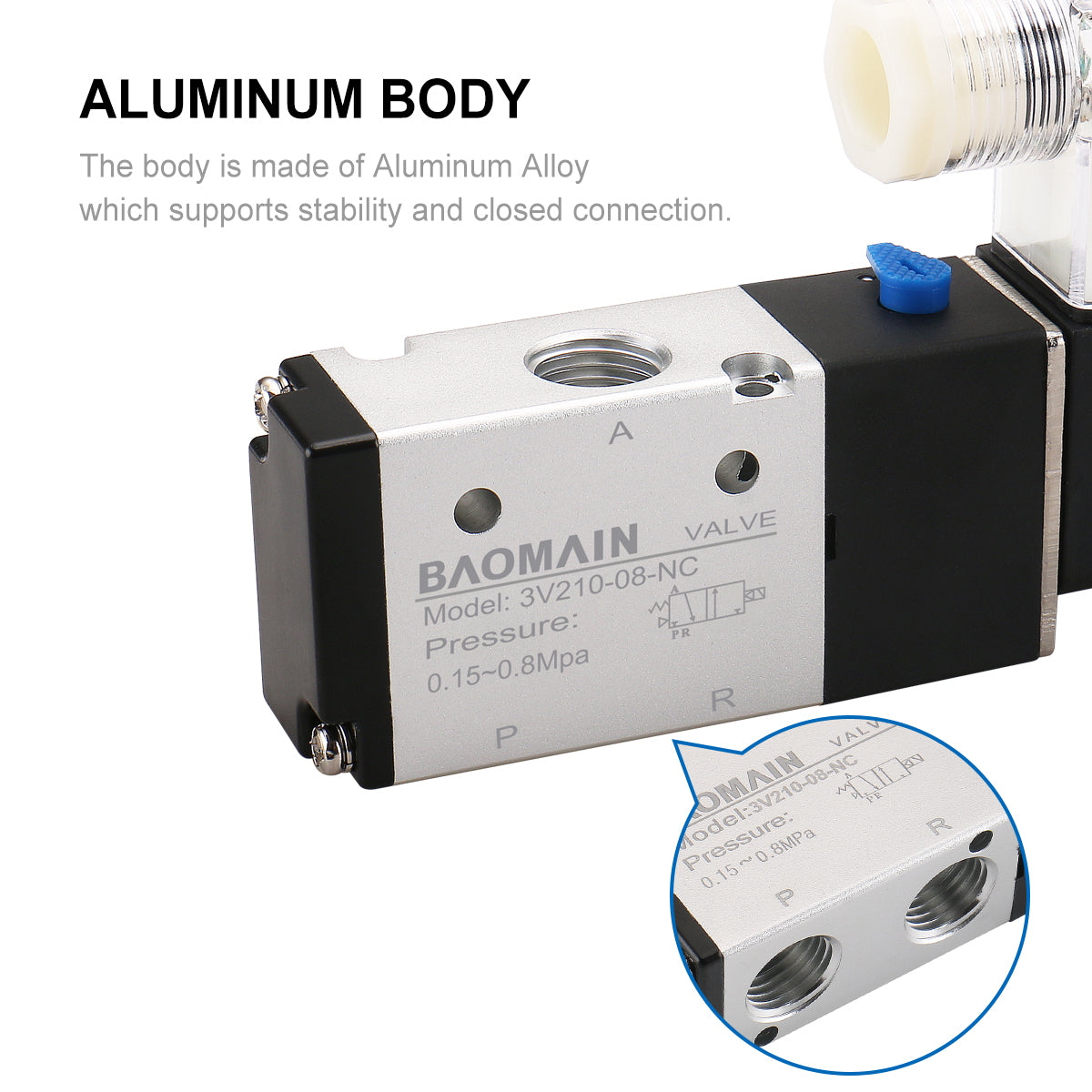 Solenoid Valve PT1/4 2 Position 3 Way Internally Piloted Acting Single Type Pneumatic Air ...