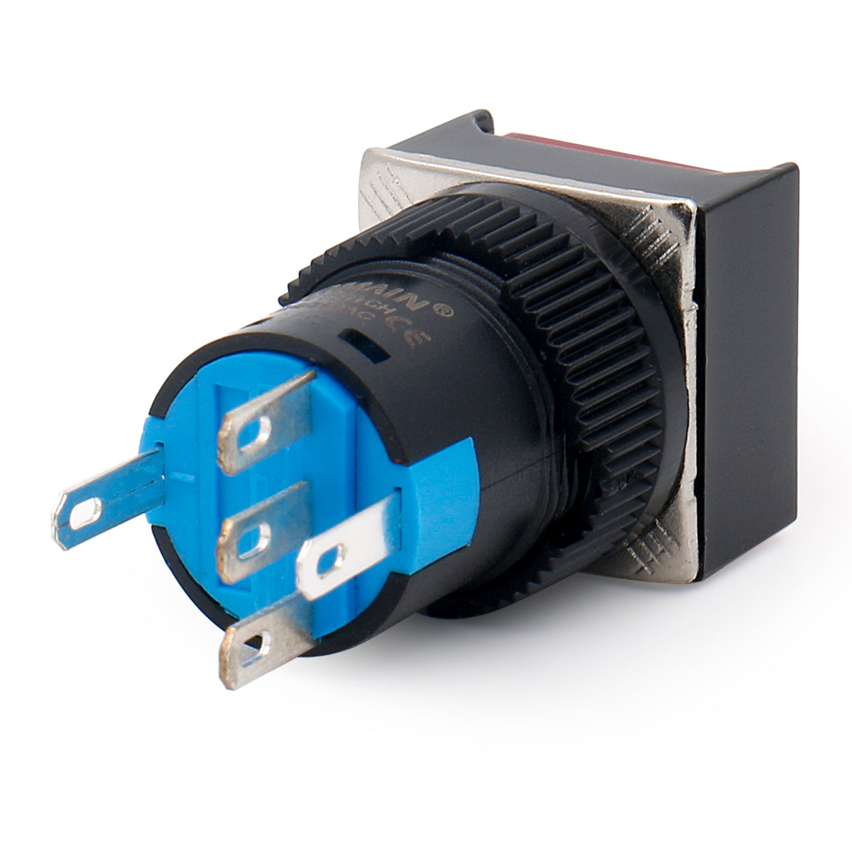 Baomain 16mm Square Momentary Push Button Switch Red LED 12 24 110 220V ...