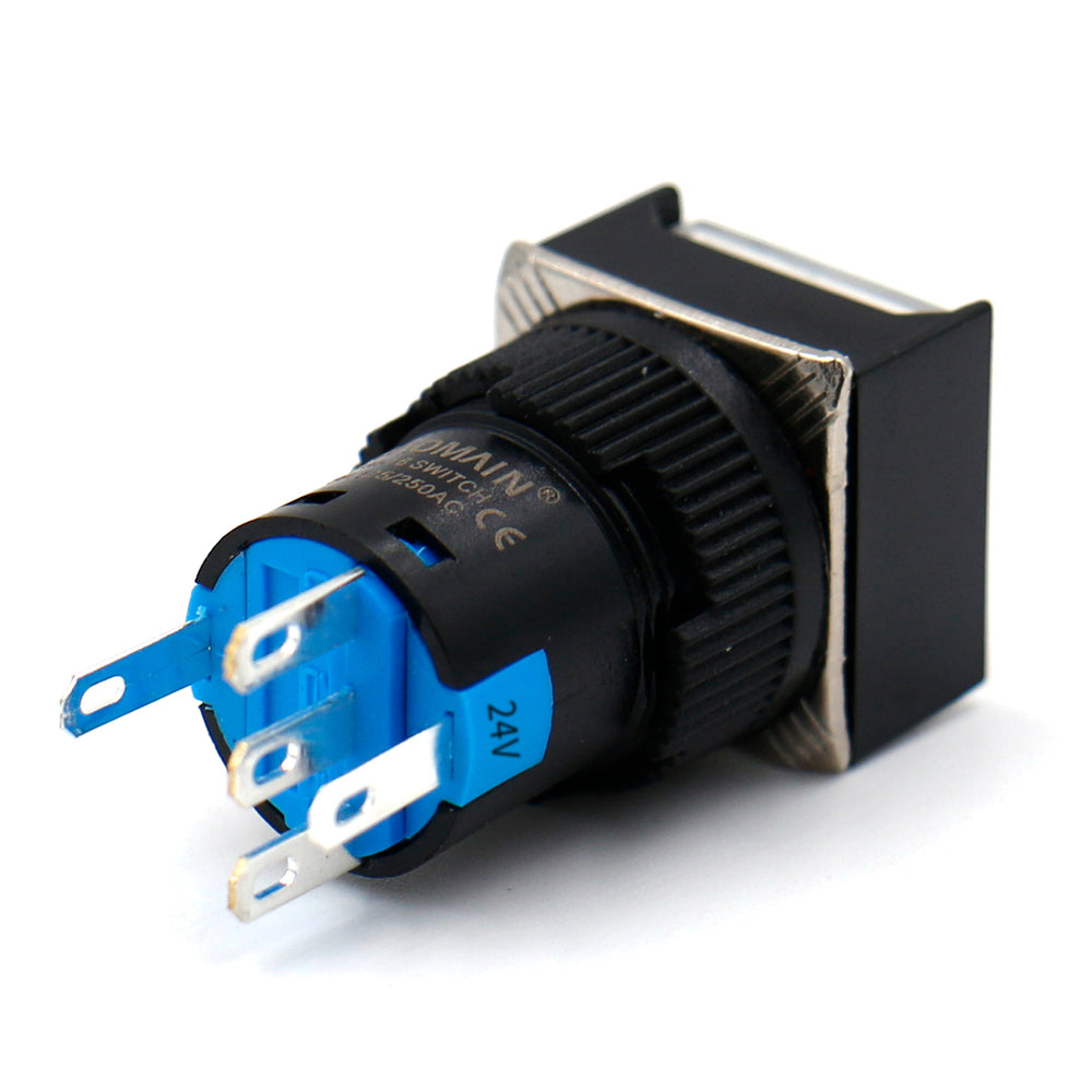 Baomain 16mm Square Momentary Push Button Switch Blue LED 12 24 110 ...
