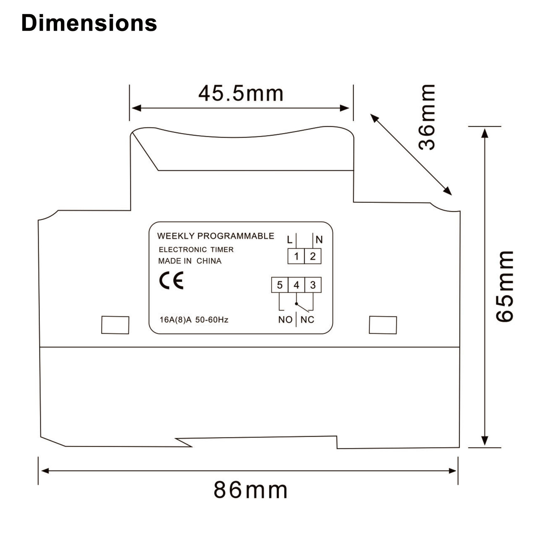 Baomain THC15A Programmable Timer Relay – 16A SPST, Digital LCD, Daily ...