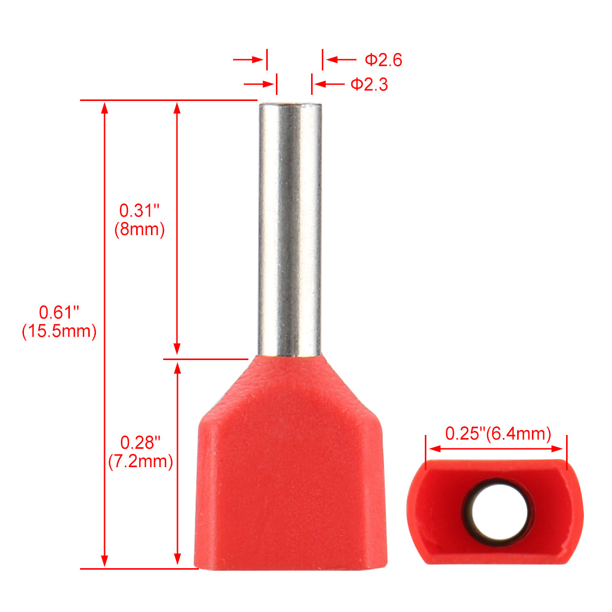 AWG 16/1.5mm² Wire Copper Crimp Connector Twin Insulated Ferrule Pin ...